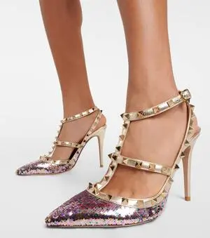 Valentino Garavani Rockstud Embellished Pumps - Multicoloured
