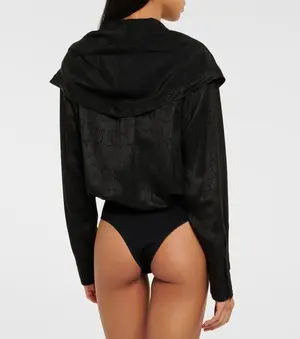 Alaïa Hooded Bodysuit In Noir