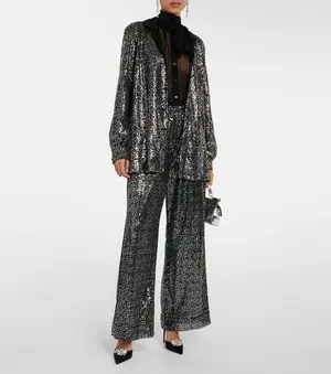 Dolce & Gabbana Floral-appliqué Silk Chiffon Blouse - Black