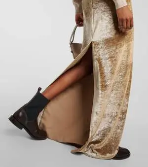 Brunello Cucinelli High-rise Velvet Maxi Skirt