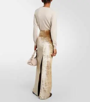 Brunello Cucinelli High-rise Velvet Maxi Skirt