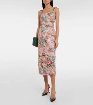 MARKARIAN Floral Bustier Midi Dress
