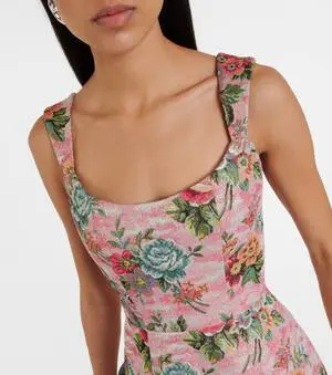 MARKARIAN Floral Bustier Midi Dress