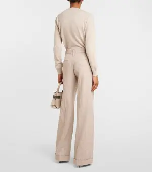 Brunello Cucinelli Chevron Wool-blend Flared Pants