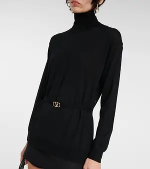 Valentino Garavani Belted Virgin Wool Turtleneck Sweater