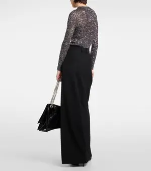Balenciaga Side-slit Wool Twill Maxi Skirt
