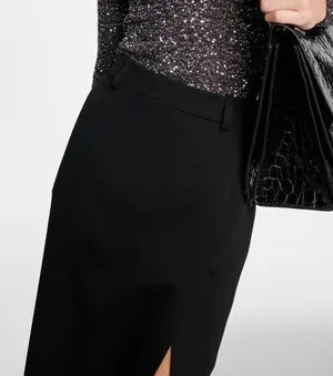Balenciaga Side-slit Wool Twill Maxi Skirt