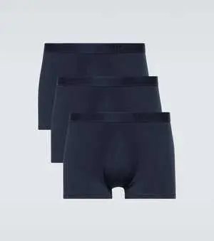 Sunspel Set Of 3 Cotton-blend Boxer Briefs - Blue