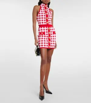 Balmain Gingham Knit Miniskirt - Multicoloured