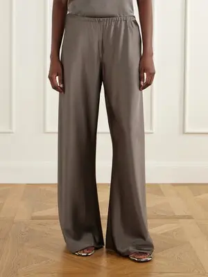 LA LIGNE Colby Satin Wide-leg Pants - Brown