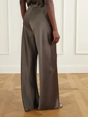 LA LIGNE Colby Satin Wide-leg Pants - Brown