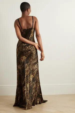 L'Agence Venice Leopard-Print Silk-Satin Maxi Dress In Brown - 50% Off |  Editorialist