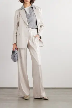 Brunello Cucinelli Sequined Crepe Wide-leg Pants