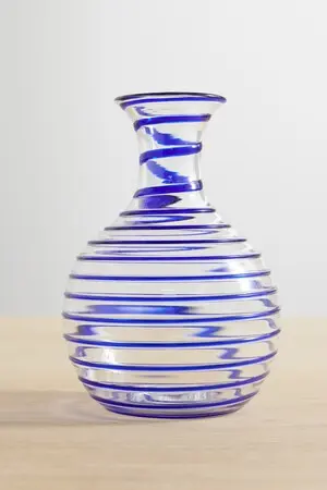 YALI GLASS A Filo Striped Glass Carafe - Blue