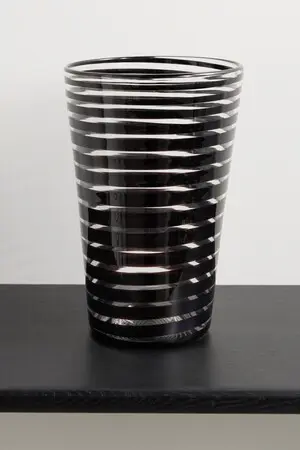 YALI GLASS A Nastro Striped Glass Vase - Black