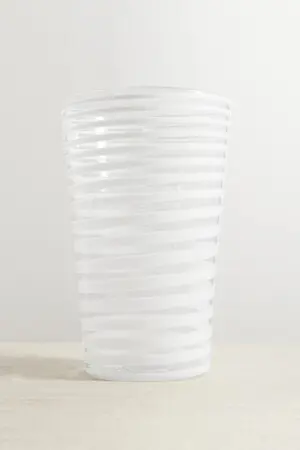 YALI GLASS A Nastro Striped Glass Vase - White