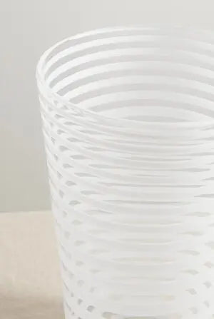 YALI GLASS A Nastro Striped Glass Vase - White