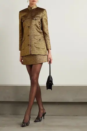 LIBEROWE Net Sustain Raja Crystal-embellished Metallic Jacquard Jacket - Gold