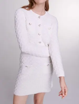 Maje Textured Knit Mini Skirt With Gold-tone Button Details