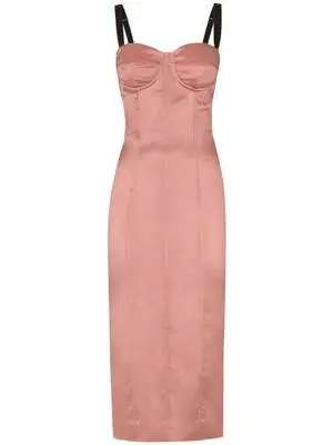 Dolce & Gabbana Sweetheart-neck Silk-blend Dress - Pink