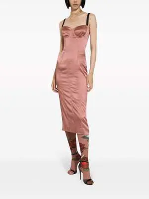 Dolce & Gabbana Sweetheart-neck Silk-blend Dress - Pink