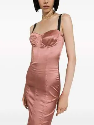 Dolce & Gabbana Sweetheart-neck Silk-blend Dress - Pink