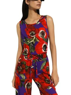 Dolce & Gabbana Poppy-print Tank Top - Purple