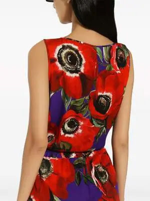 Dolce & Gabbana Poppy-print Tank Top - Purple