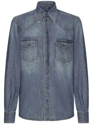 Dolce & Gabbana Point-collar Denim Shirt - Blue
