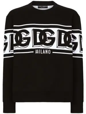 Dolce & Gabbana Intarsia Knit Logo Jumper - Black