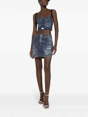 Dolce & Gabbana Distressed Denim Miniskirt