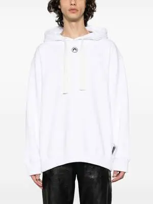 MARINE SERRE Cotton Hoodie With Crescent Moon Graphic