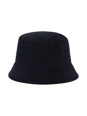 Prada Corduroy Bucket Hat With Enamel Logo - Blue