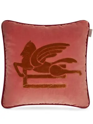 Etro Pegaso-motif Velvet Cushion - Red