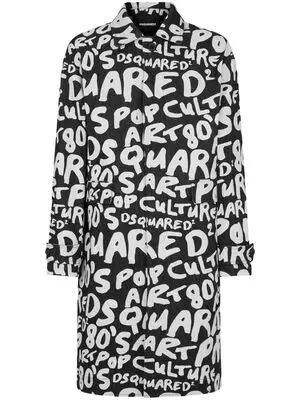 Dsquared2 Logo-print Single-breasted Coat - Black