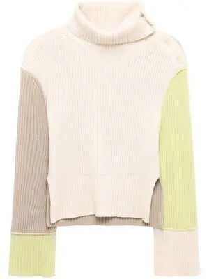 Simkhai Flores Colour-block Ribbed-knit Jumper - White
