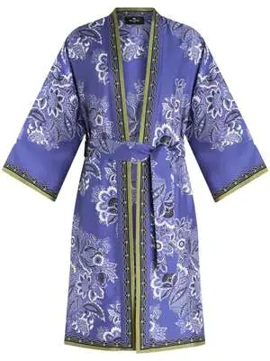 Etro Kesa Floral-print Silk Robe - Purple