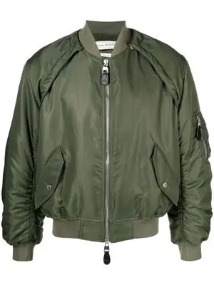 Alexander McQueen Detachable-sleeve Ruched Bomber Jacket - Green