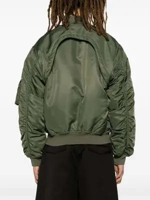 Alexander McQueen Detachable-sleeve Ruched Bomber Jacket - Green