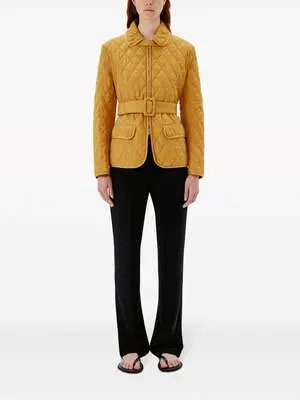 Another Tomorrow Diamond-quilted Belted Puffer Jacket - Yellow