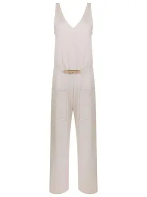 GLORIA COELHO Belted-waist Jumpsuit - Neutrals
