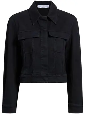 Another Tomorrow Cropped Denim Jacket - Black