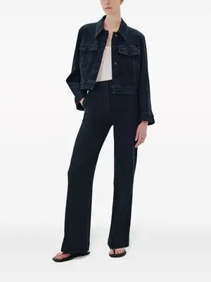 Another Tomorrow Cropped Denim Jacket - Black