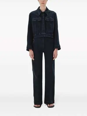 Another Tomorrow Cropped Denim Jacket - Black