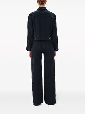 Another Tomorrow Cropped Denim Jacket - Black