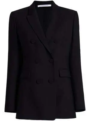 Another Tomorrow Double-breasted Merino Wool Blazer - Black