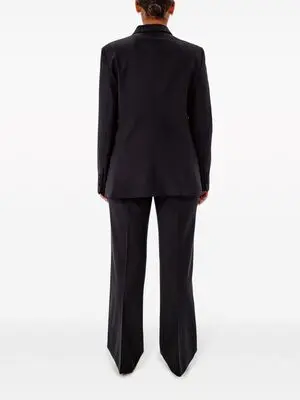 Another Tomorrow Double-breasted Merino Wool Blazer - Black