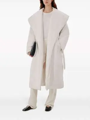 Another Tomorrow Wrap-design Belted Puffer Jacket - White