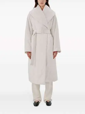 Another Tomorrow Wrap-design Belted Puffer Jacket - White