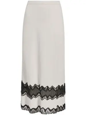 Another Tomorrow Lace High-waist Midi Skirt - White